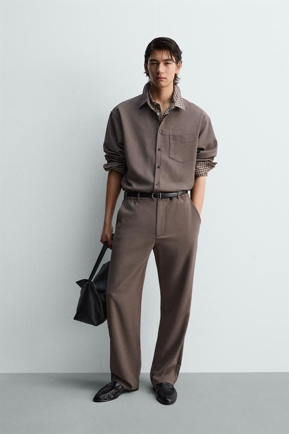 RELAXED FIT TROUSERS - Brown | ZARA Singapore