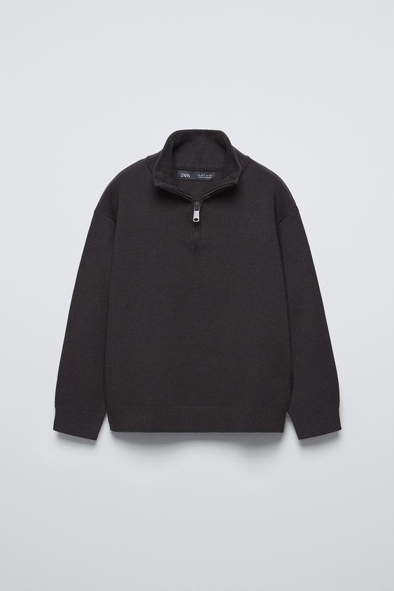 QUARTER-ZIP KNIT SWEATER - Brown | ZARA South Africa