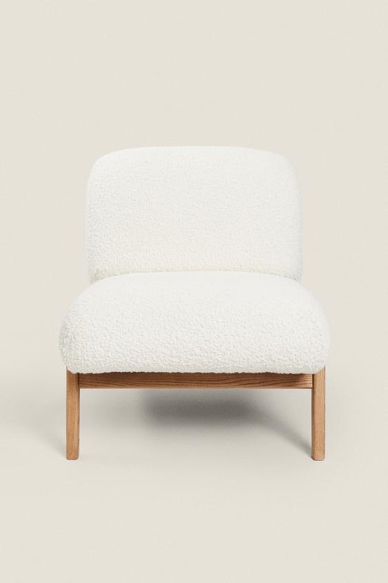 UPHOLSTERED BOUCLÉ WOOL ACCENT CHAIR - Oyster-white | ZARA Ireland