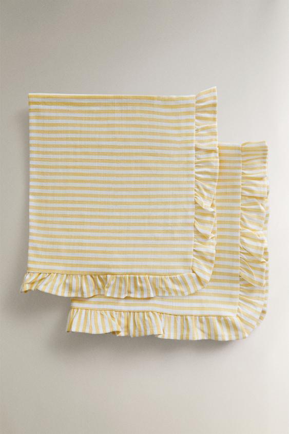 PACK GUARDANAPOS ALGODÃO FOLHO (PACK DE 2) - Amarelo | ZARA Portugal