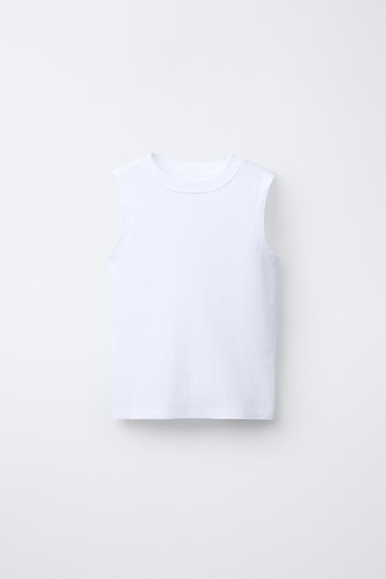 REBRASTA MAJICA BEZ RUKAVA - Bela | ZARA Srbija / Serbia