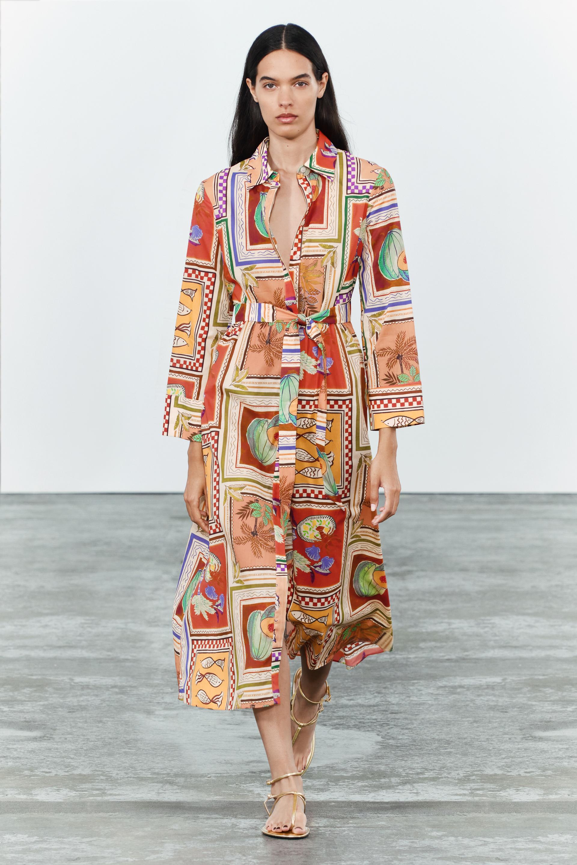 Zw Collection Print Shirt Dress Multicoloured Zara Saudi Arabia