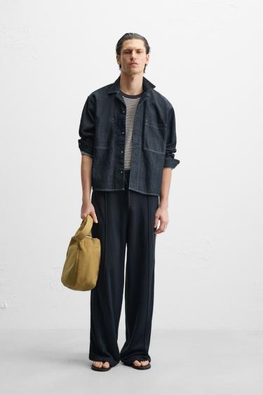 Contrast Jogger Pants Navy Blue Zara United States