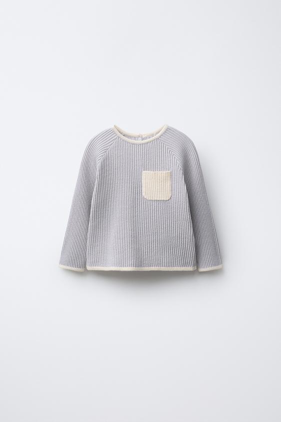SWEATER WITH CONTRAST PIPING - Sky blue | ZARA Ireland