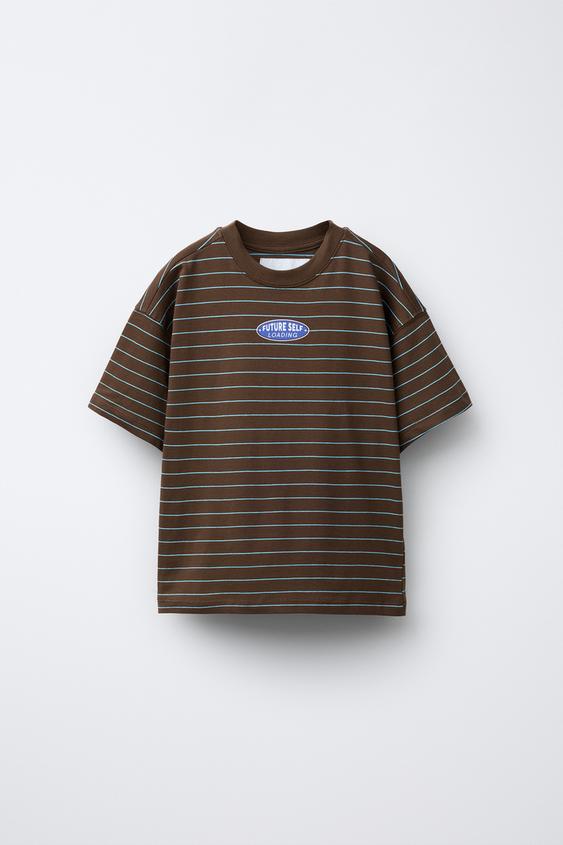 ストライプ柄ロゴTシャツ - ストライプ | ZARA Japan / 日本