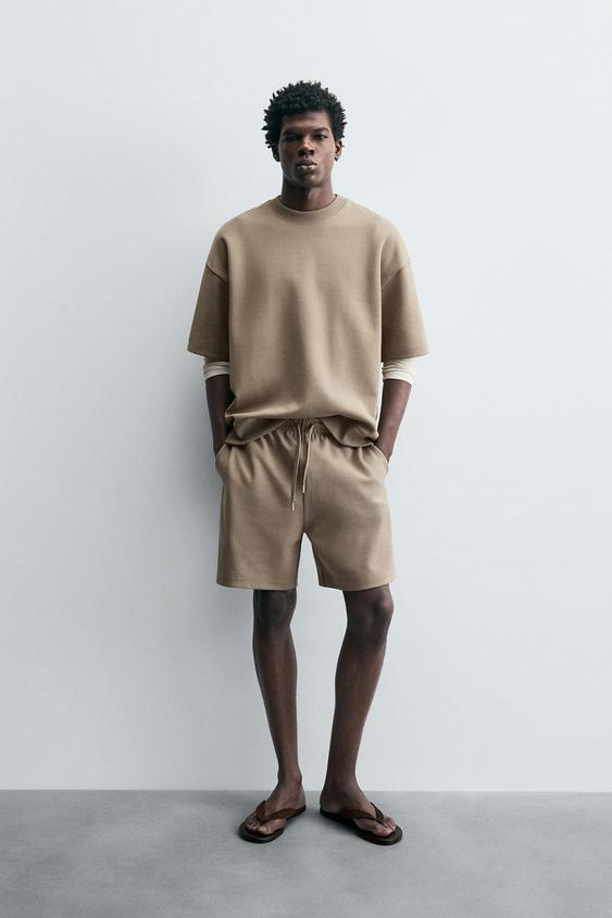 BERMUDA INTERLOCK TÉCNICA - Areia | ZARA Brasil