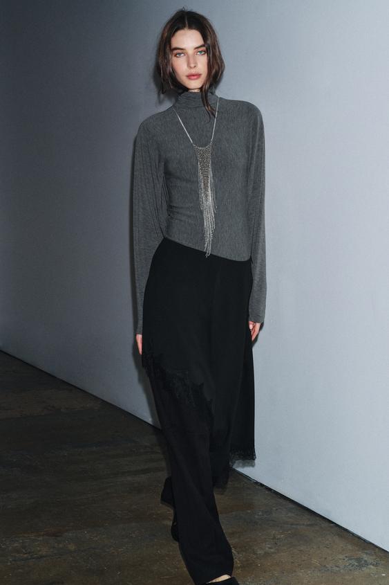 ASYMMETRIC LACE SKIRT ZW COLLECTION - Black | ZARA Canada