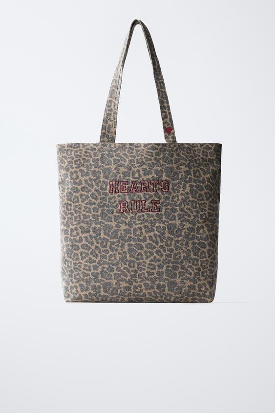 SAC SHOPPER ANIMAL PRINT - Noir | ZARA Belgique / Belgium