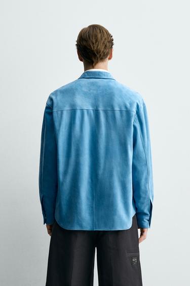 SURCHEMISE REGULAR FIT EN DAIM - Bleu | ZARA France