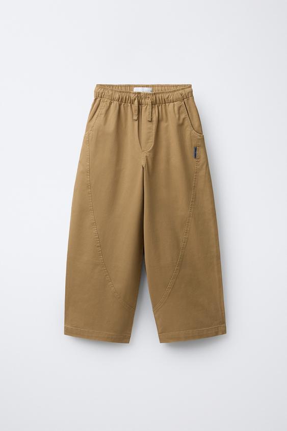 BALLOON TROUSERS WITH CUTS AND LABEL - camel | ZARA Singapore