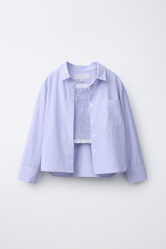 PAK KEMEJA DAN ATASAN GARIS - Biru | ZARA Indonesia