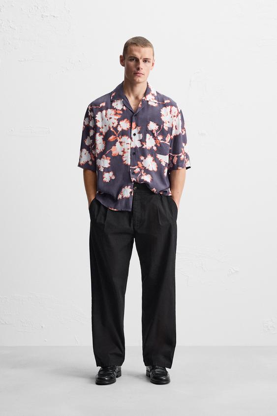 CAMISA COM ESTAMPA FLORAL - Roxo | ZARA Brasil