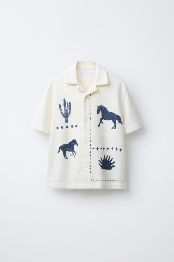 HORSE PRINT SHIRT - Ecru | ZARA Saudi Arabia