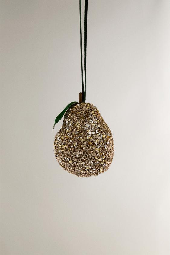 GLITTERY PEAR CHRISTMAS TREE ORNAMENT - Gold | ZARA Canada