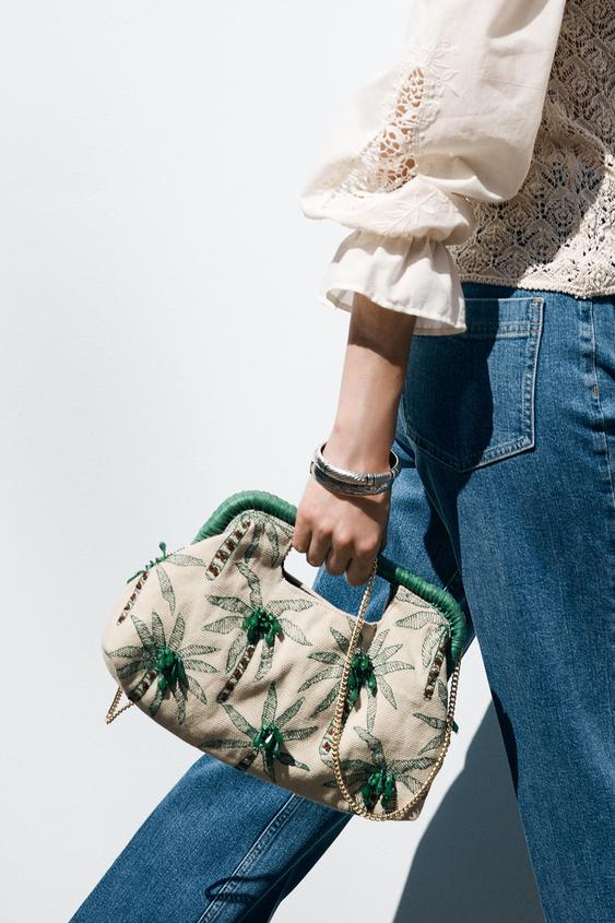 CLUTCH DETALJ S PERLICAMA - Ekru | ZARA Hrvatska / Croatia