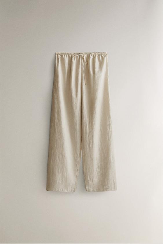 PANTALON FINITION SATINÉE - Beige | ZARA France