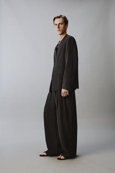 PANTALON DE COSTUME COUPE LARGE DÉCONTRACTÉE - Gris anthracite | ZARA ...