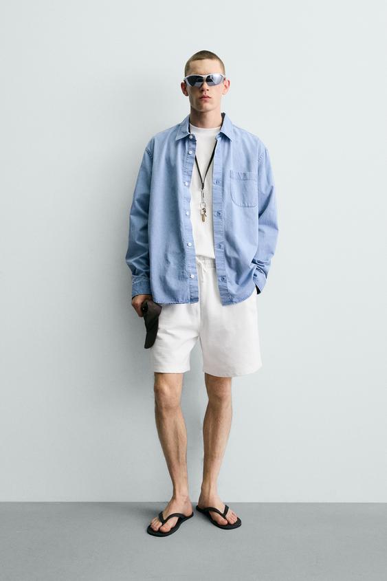 BASIC WASHED JOGGER SHORTS - White | ZARA United States