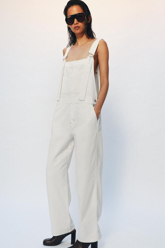 ZW COLLECTION DENIM JUMPSUIT - White | ZARA Ireland