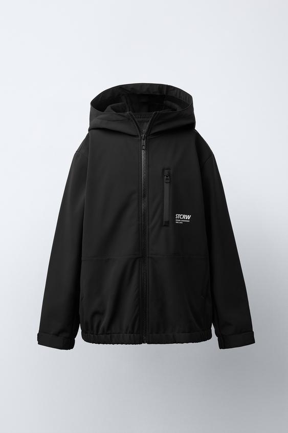 WATER-REPELLENT HOODED LINED TECHNICAL JACKET - Black | ZARA UAE ...