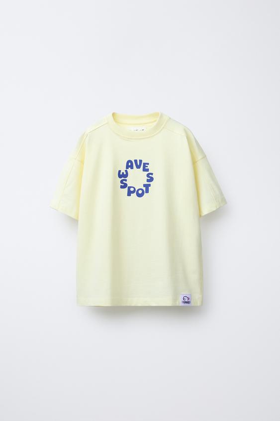 SLOGAN LABEL PRINT T-SHIRT - Yellow | ZARA Singapore