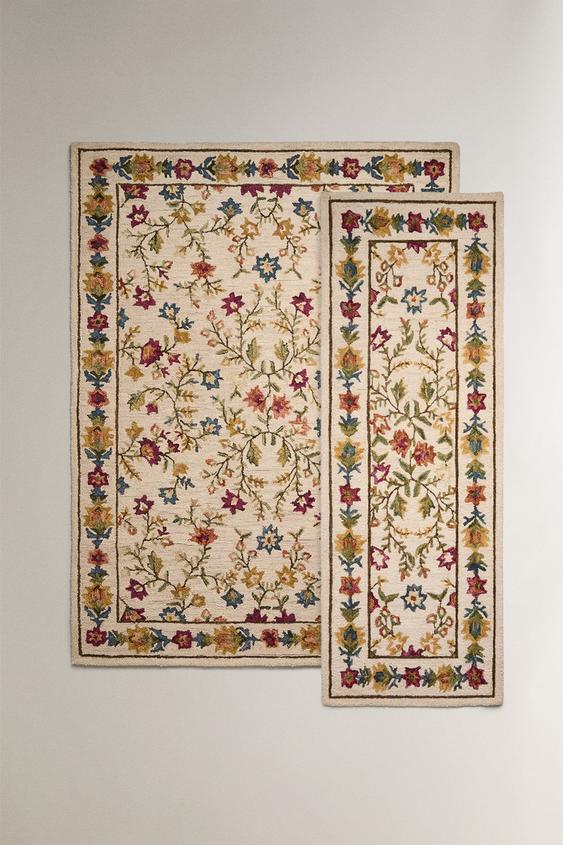 WOOL AREA RUG WITH A FLORAL PRINT - Multicolored | ZARA United States
