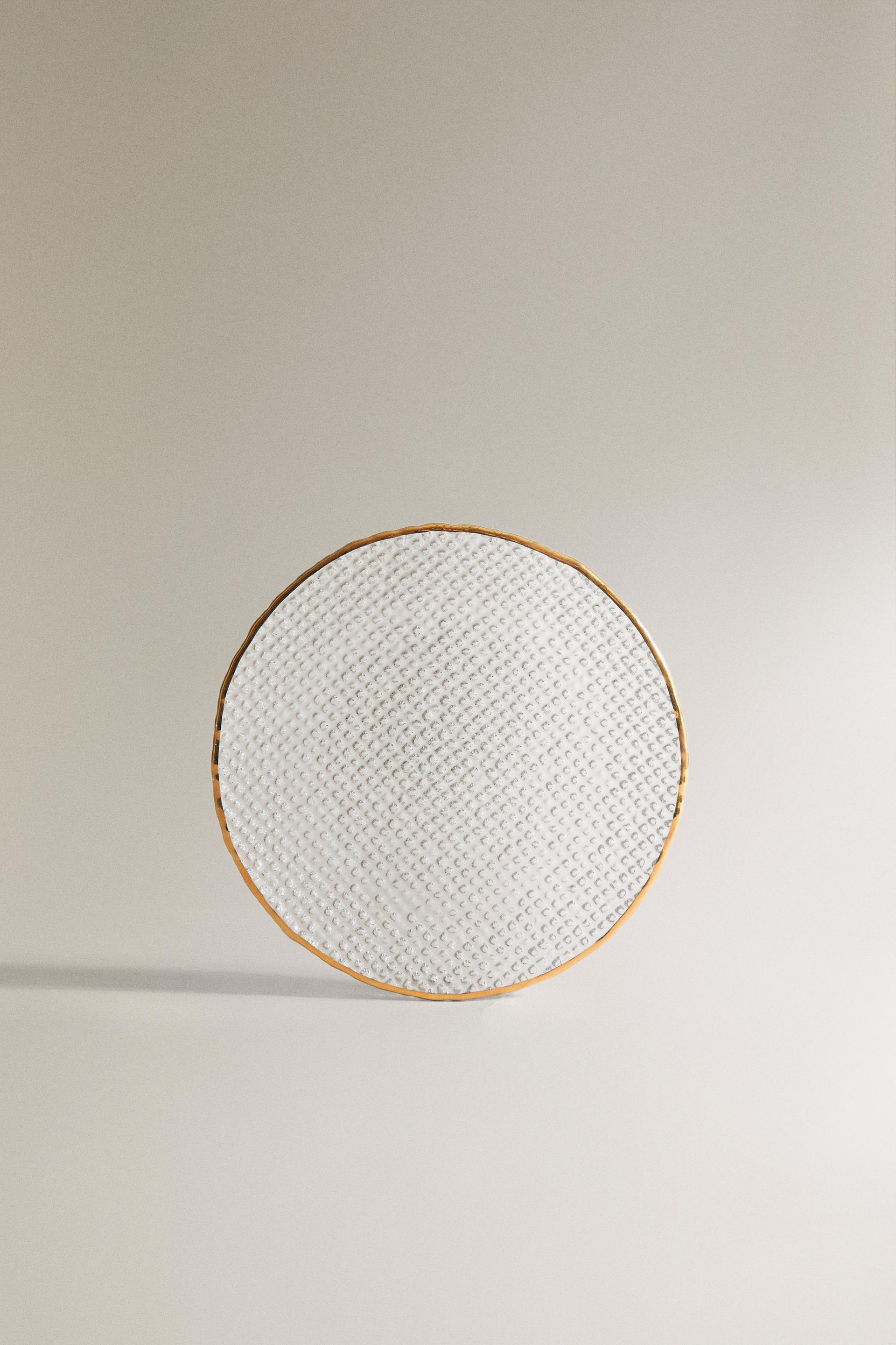 RAISED GLASS SIDE PLATE WITH GOLD RIM - Gold | ZARA Turkey