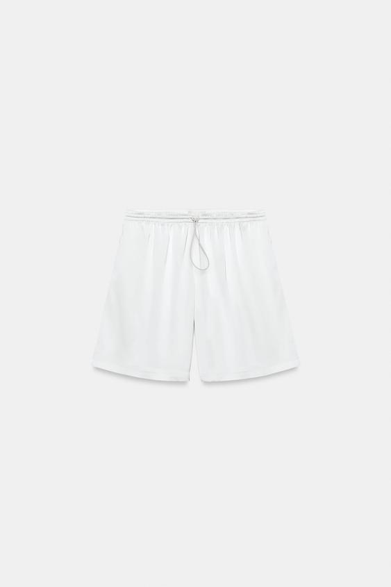 BERMUDA ACETINADA COM STOPPER - Branco | ZARA Brasil