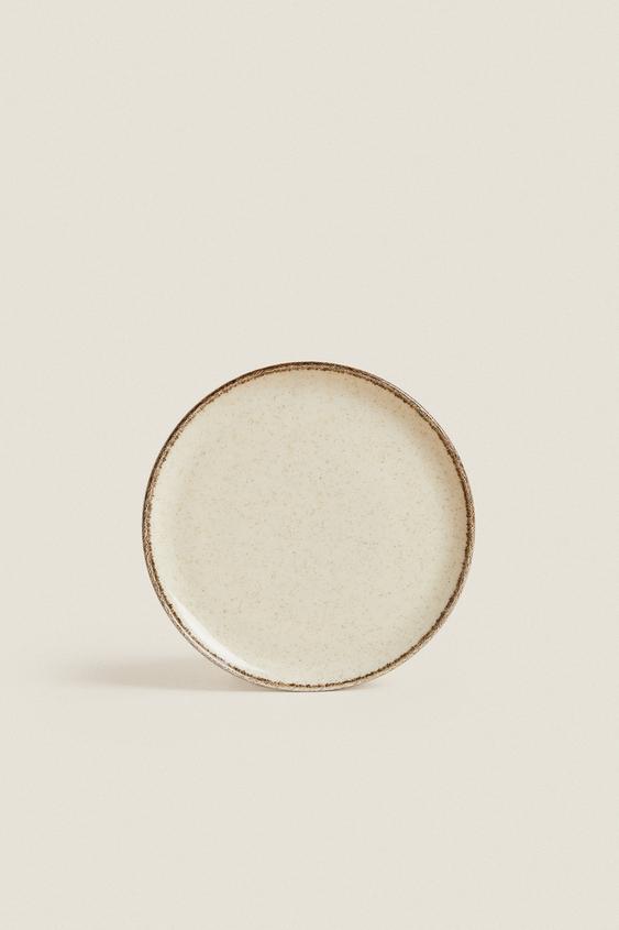 PORCELAIN SIDE PLATE WITH ANTIQUE FINISH RIM - Light ecru | ZARA Canada