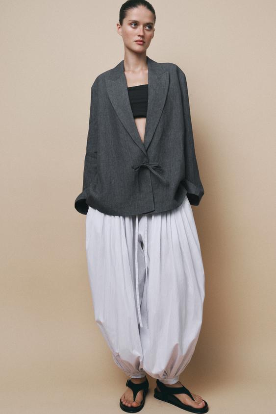 BLAZER MINIMAL LINO 100% ZW COLLECTION - Gris | ZARA Estados Unidos de ...