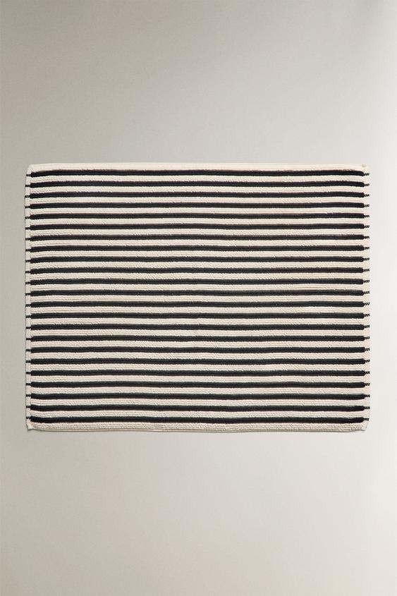 COLOURED STRIPED BATH MAT - Ecru / Black | ZARA United States