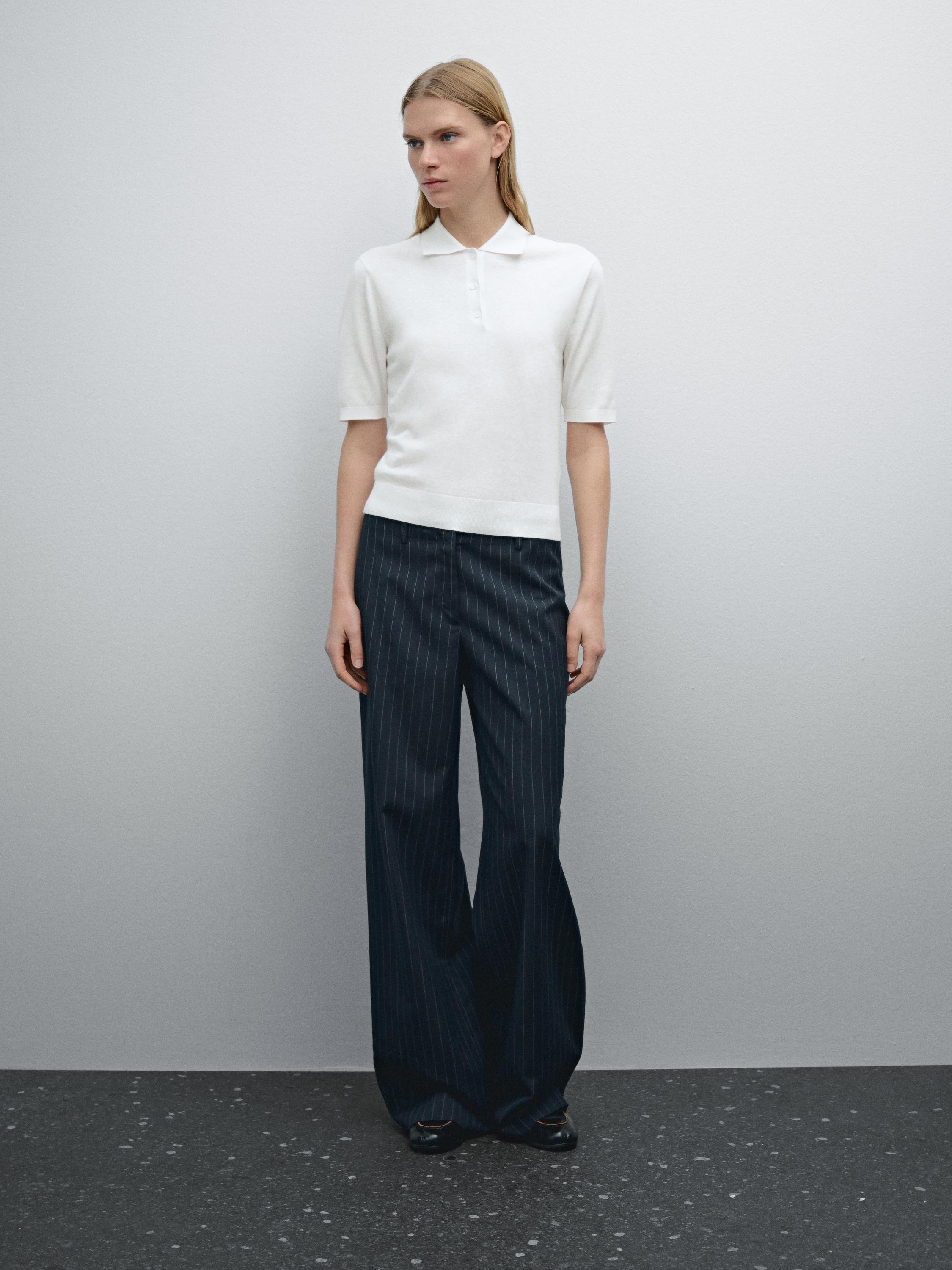 Short sleeve polo sweater - white | ZARA United States Short sleeve polo sweater - white | ZARA United States