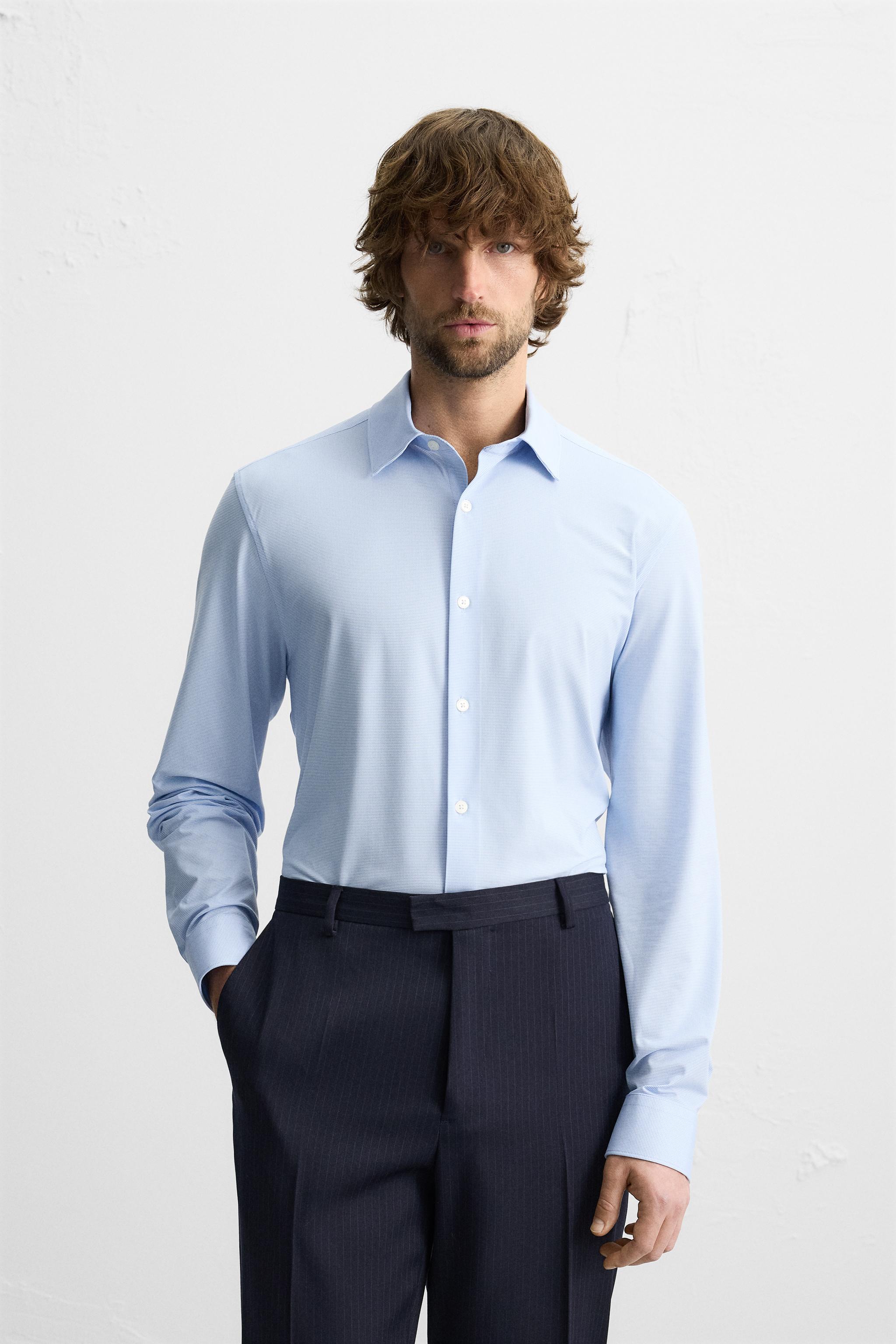 TEXTURED STRETCH SHIRT - Sky blue | ZARA Australia TEXTURED STRETCH SHIRT - Sky blue | ZARA Australia