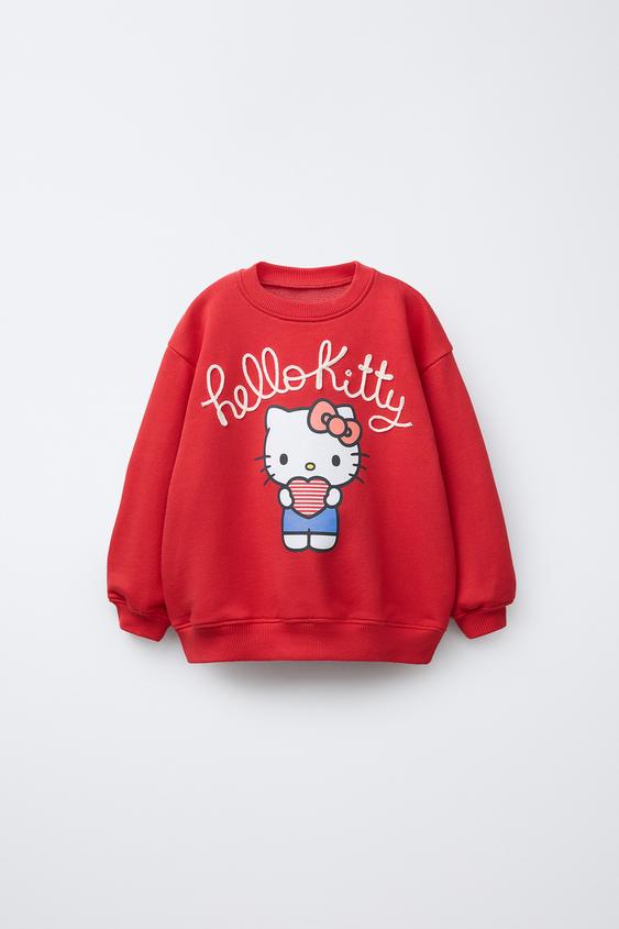 HELLO KITTY © CORD EMBROIDERED SWEATSHIRT - Red | ZARA South Africa