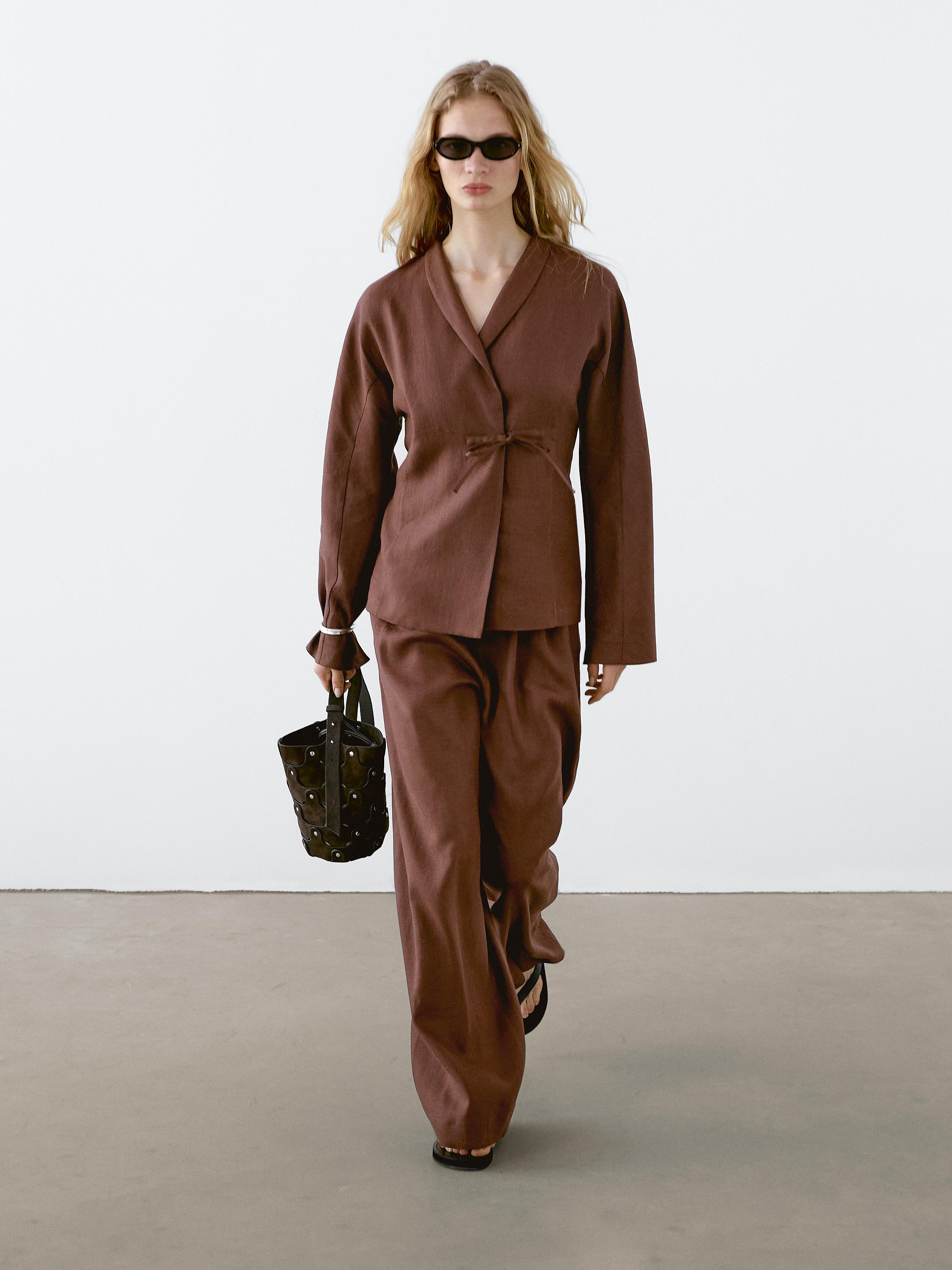 Flowing 100% linen kimono - Earth | ZARA United States Flowing 100% linen kimono - Earth | ZARA United States
