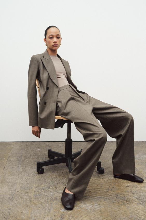 Wool Blend Pleated Pants Zw Collection Light Brown Zara Mexico
