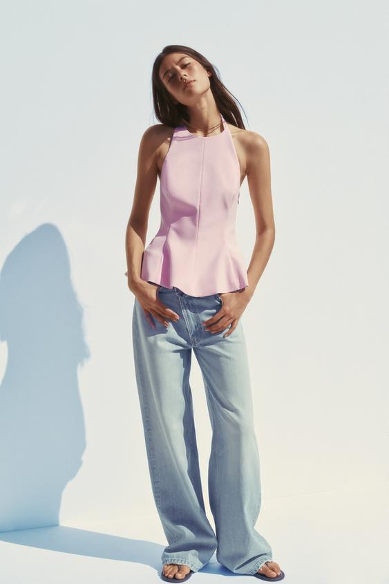 PEPLUM STRETCH TOP - Pastel pink | ZARA South Africa