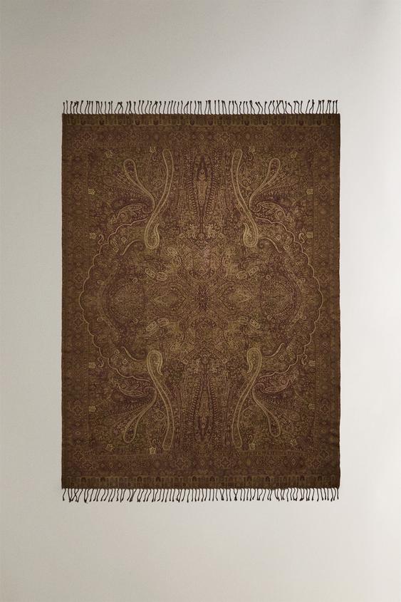 PAISLEY JACQUARD THROW - Green | ZARA Turkey