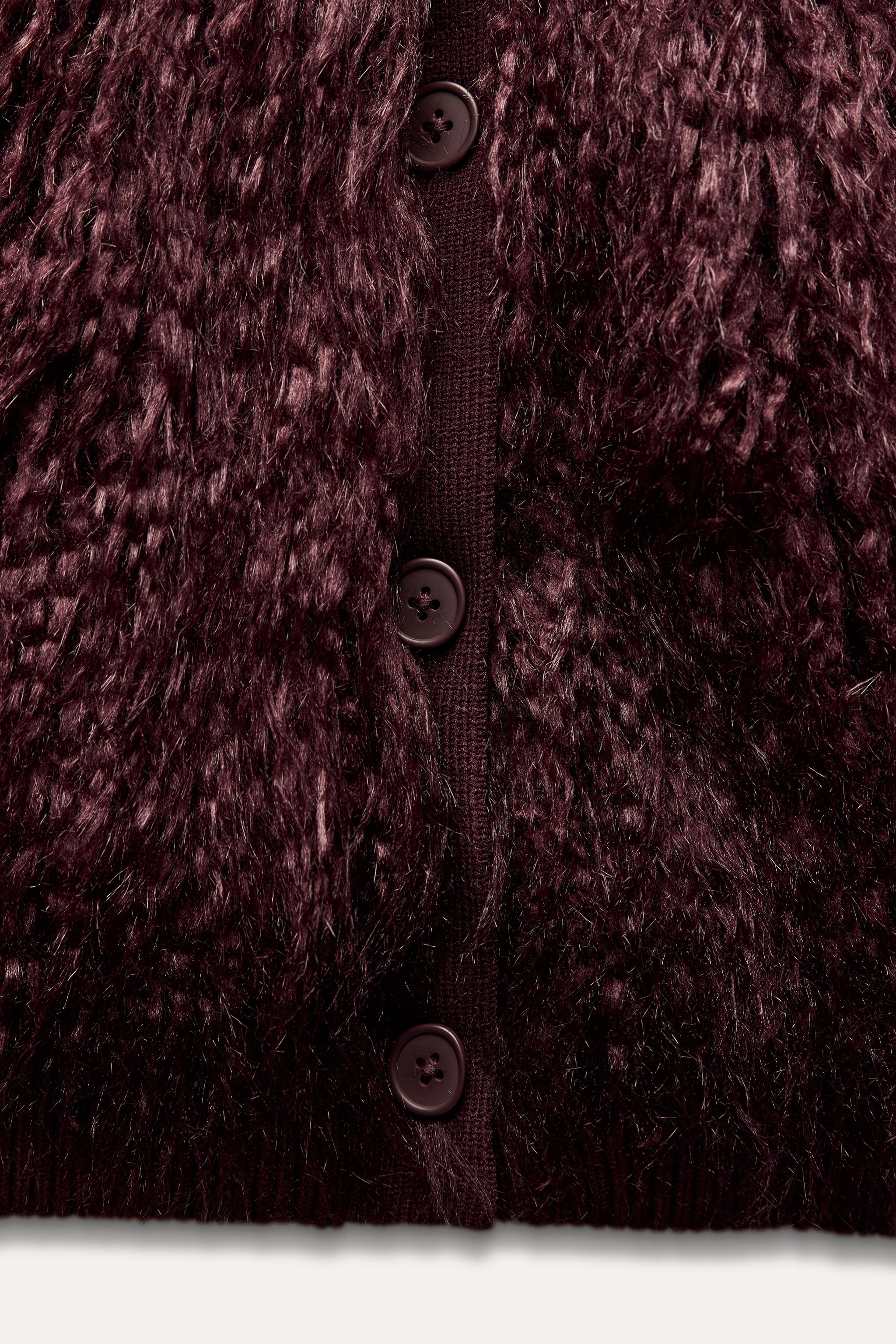 FAUX FUR KNIT JACKET - Brown | ZARA United States FAUX FUR KNIT JACKET - Brown | ZARA United States
