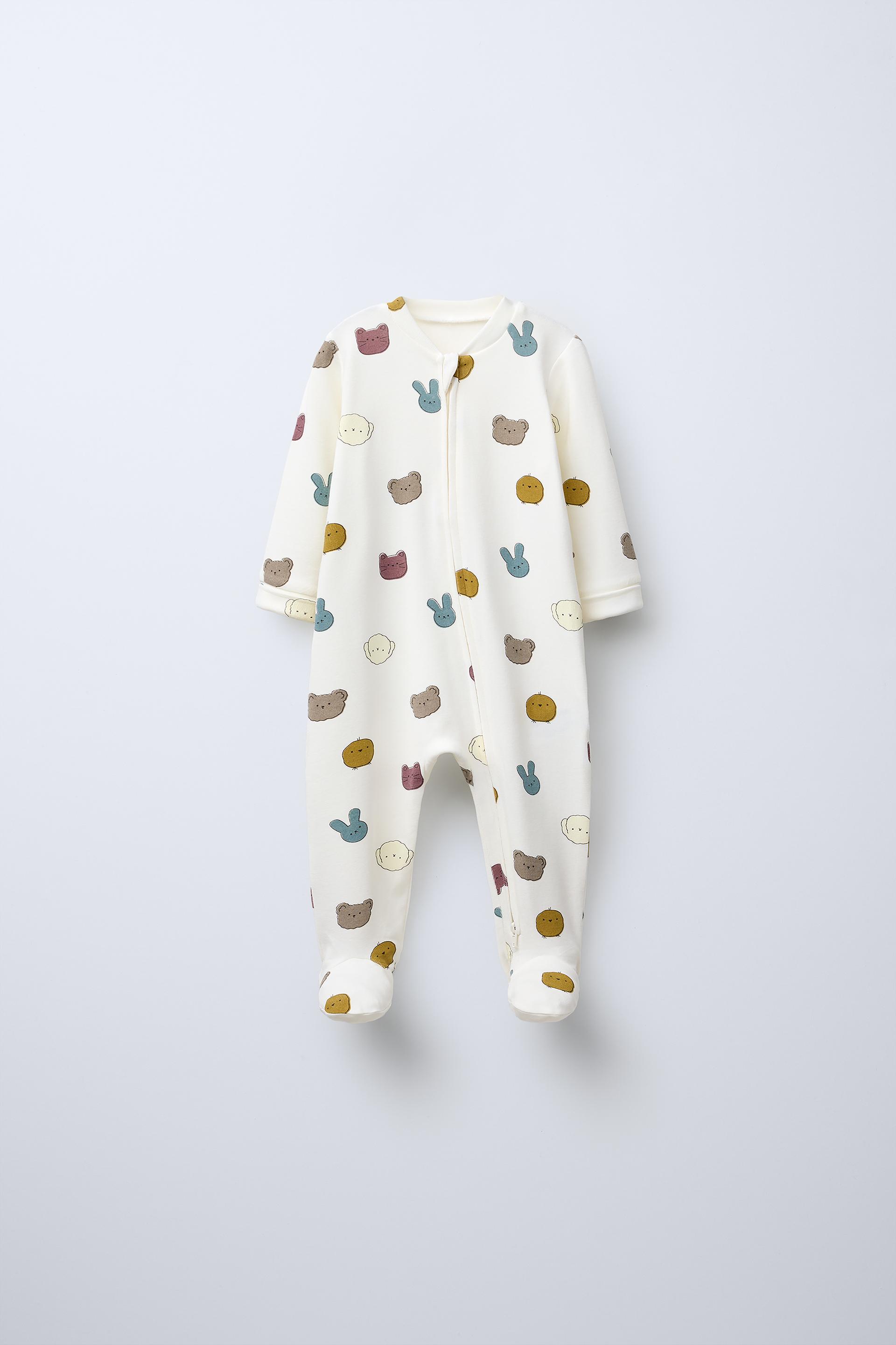0-18 MONTHS/ WARM ANIMAL PRINT SLEEPSUIT - Ecru | ZARA Turkey