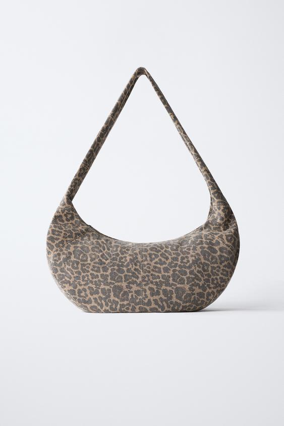 LEOPARD PRINT SHOULDER BAG - Black | ZARA India