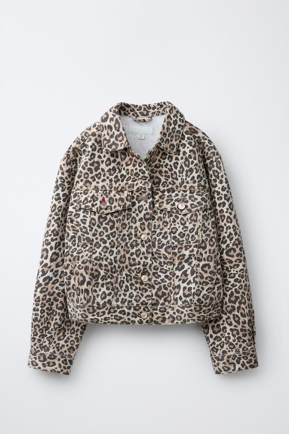 ANIMAL PRINT DENIM JACKET - Brown | ZARA United Kingdom