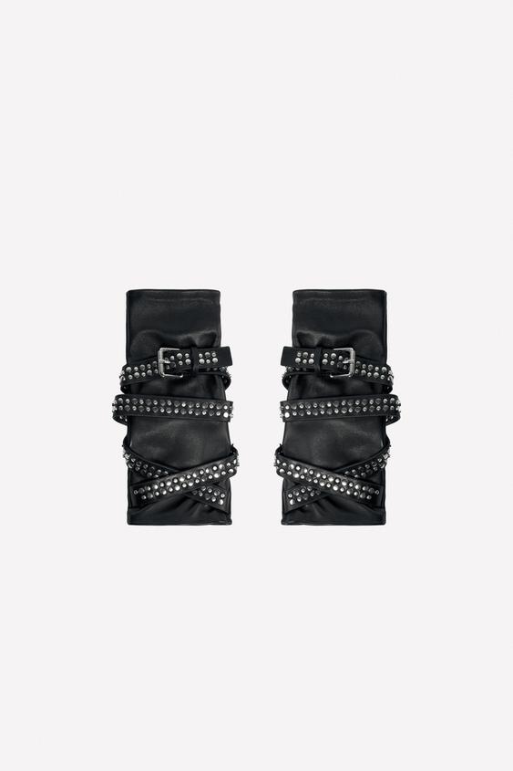 LEATHER BELT MITTENS WITH STUDS LUDOVIC DE SAINT SERNIN x ZARA - Black ...