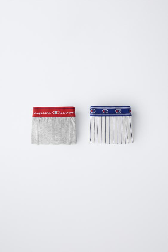 6-14 ANOS/ PACK DE DOIS BOXERS CHAMPION ® X ZARA - Branco / Cinzento ...