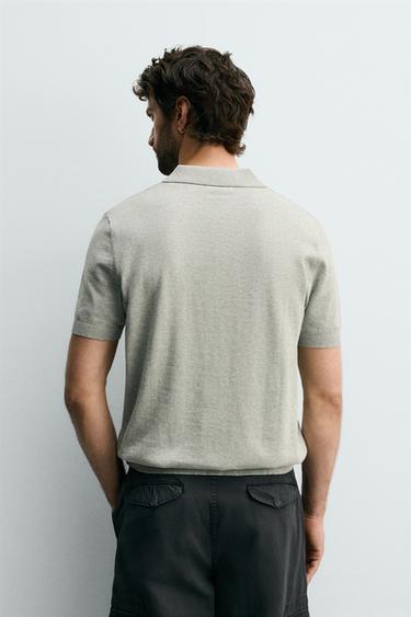 POLO EN MAILLE REGULAR FIT STRUCTURÉ - Vert chiné | ZARA France
