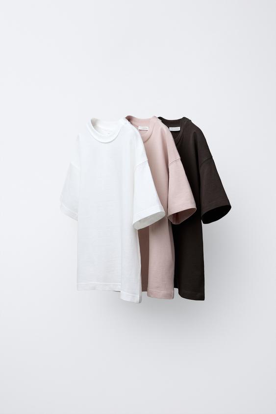 3-PACK OF PLAIN T-SHIRTS - Brown / Ecru | ZARA India