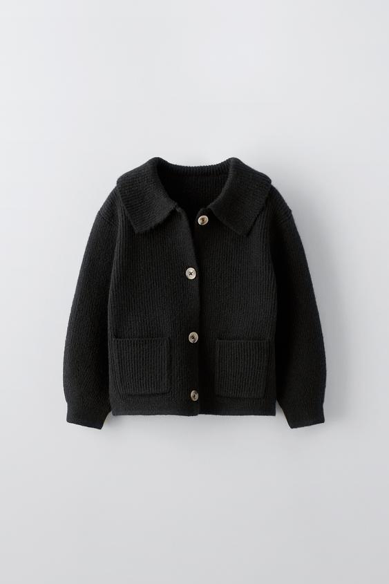 JAKET RAJUTAN DENGAN KANTONG - Hitam | ZARA Indonesia