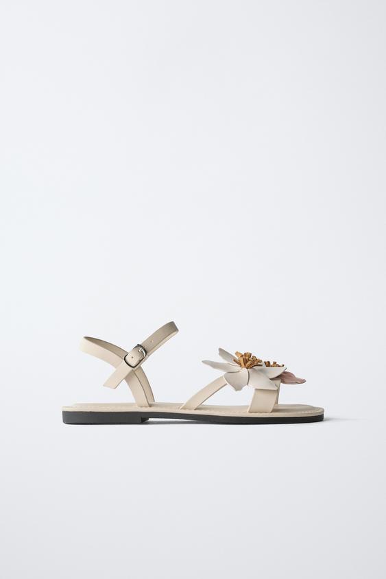 3D FLOWER SANDALS - Ecru White | ZARA Cambodia