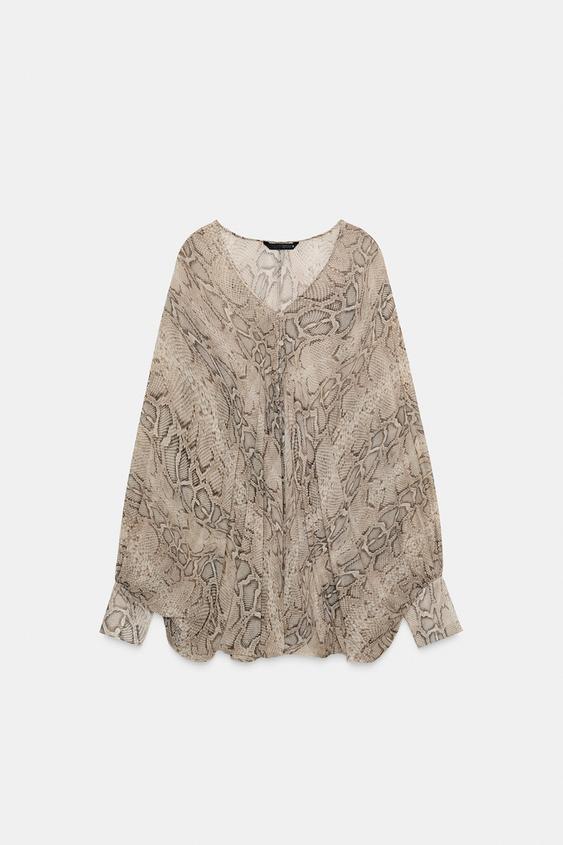 ZW COLLECTION ANIMAL PRINT TOP - Snake / Tan | ZARA Australia