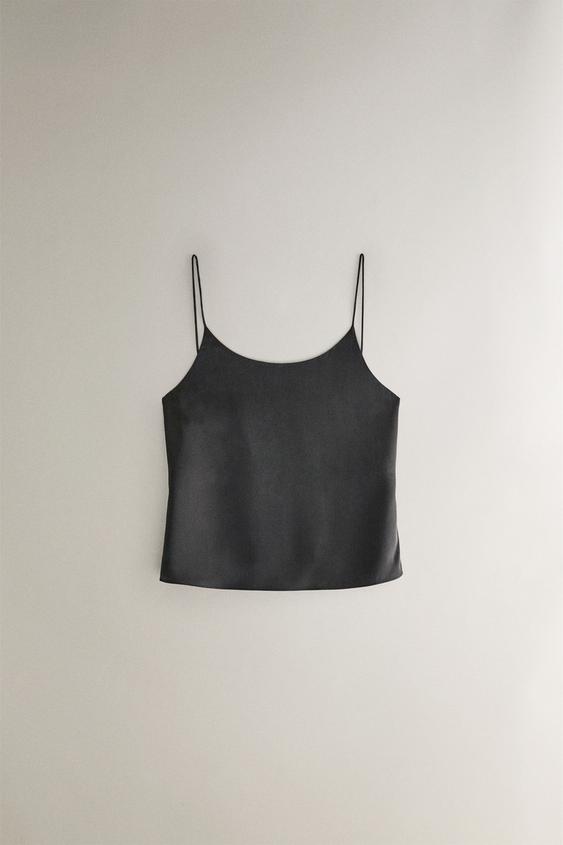 TOP SEDA - Gris oscuro | ZARA Mexico